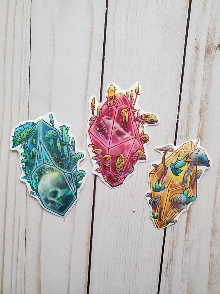 Holographic Crystal Sticker Set Weird Mushroom Art Stuff | Etsy