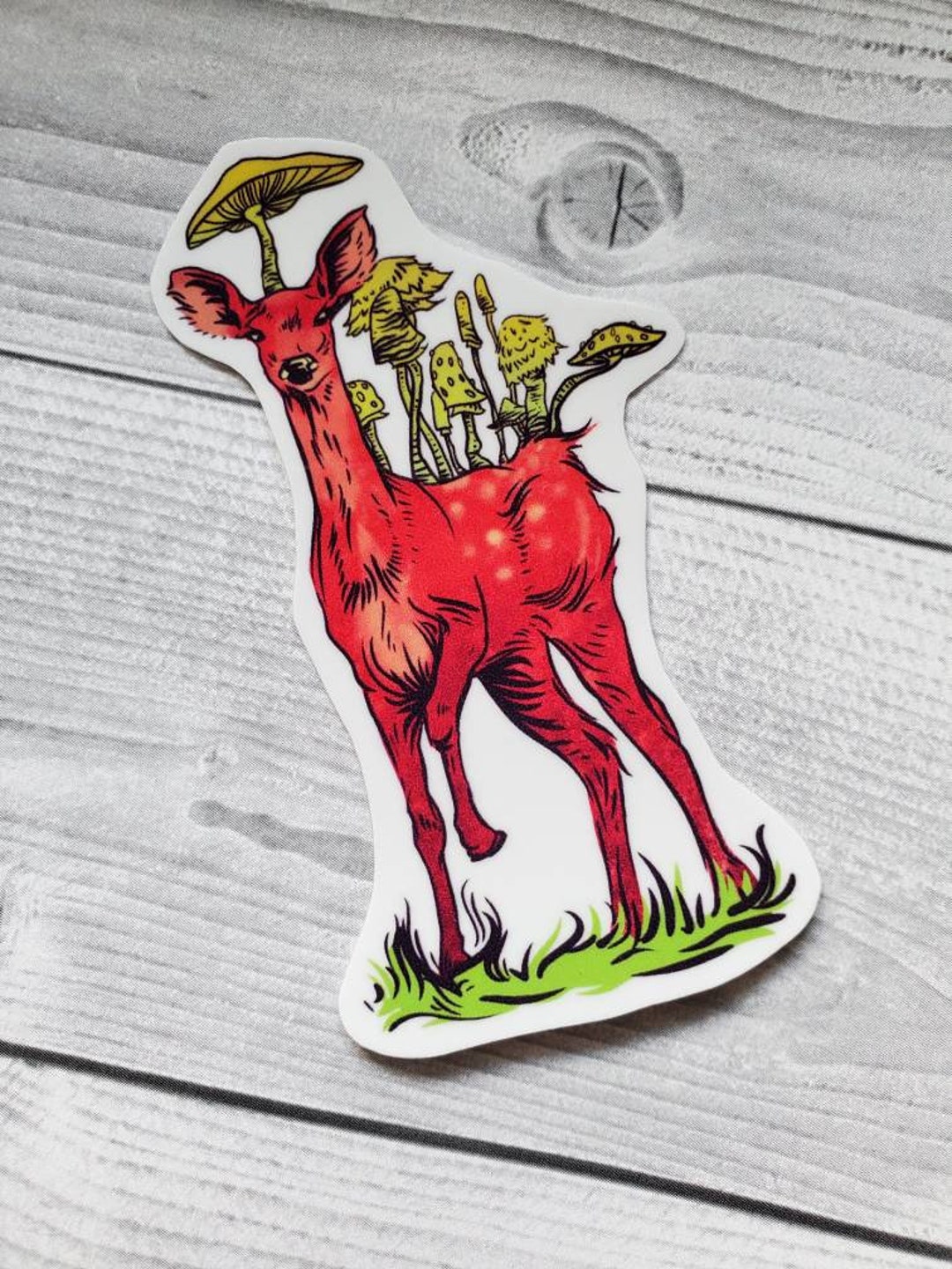 Vinyl Sticker Mushroom Deer Free Shipping Pop Art Faun Pink - Etsy