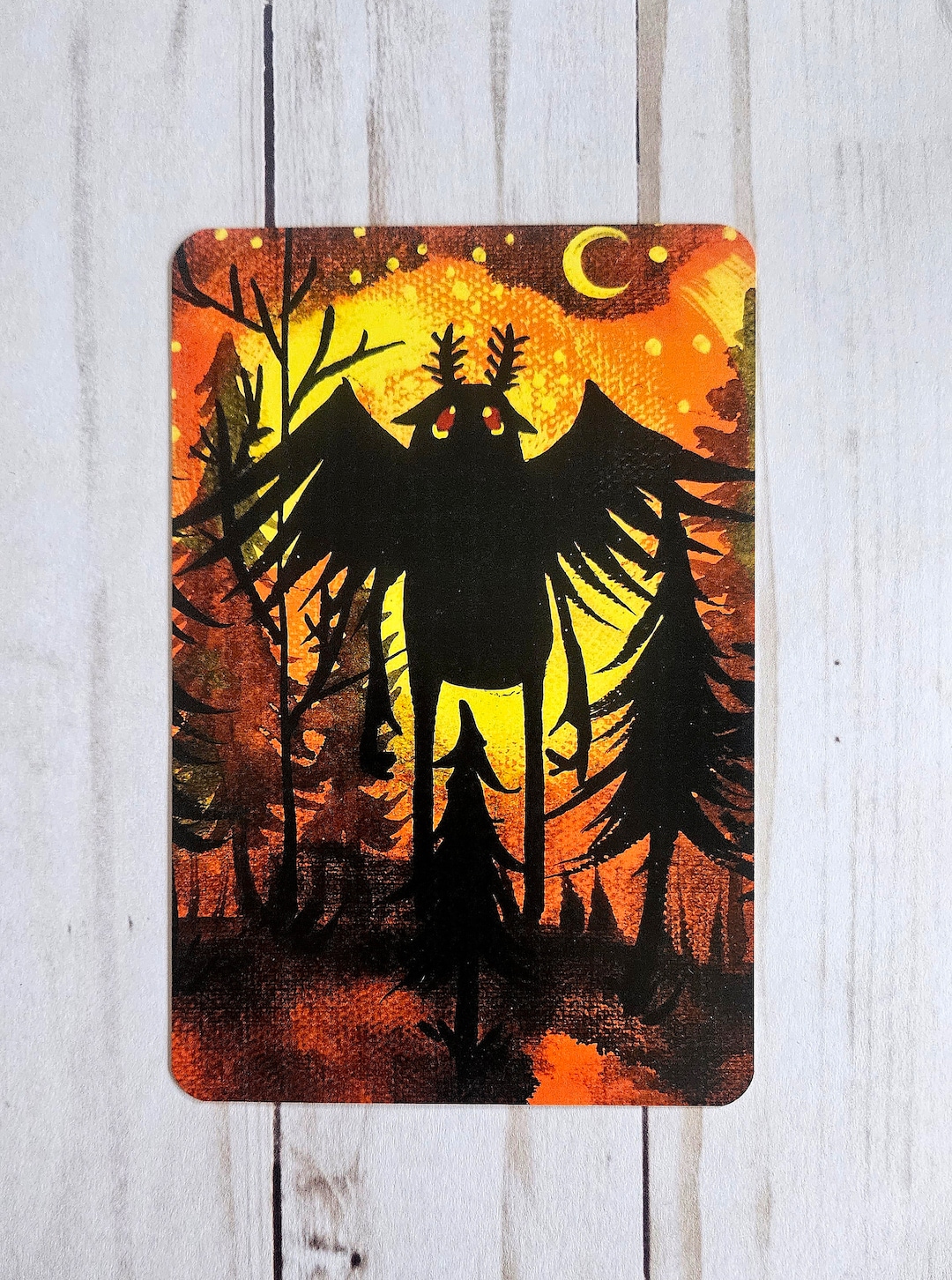 Mothman Forest Cryptid Postcard Sized Art Print Manfish Inc. West ...