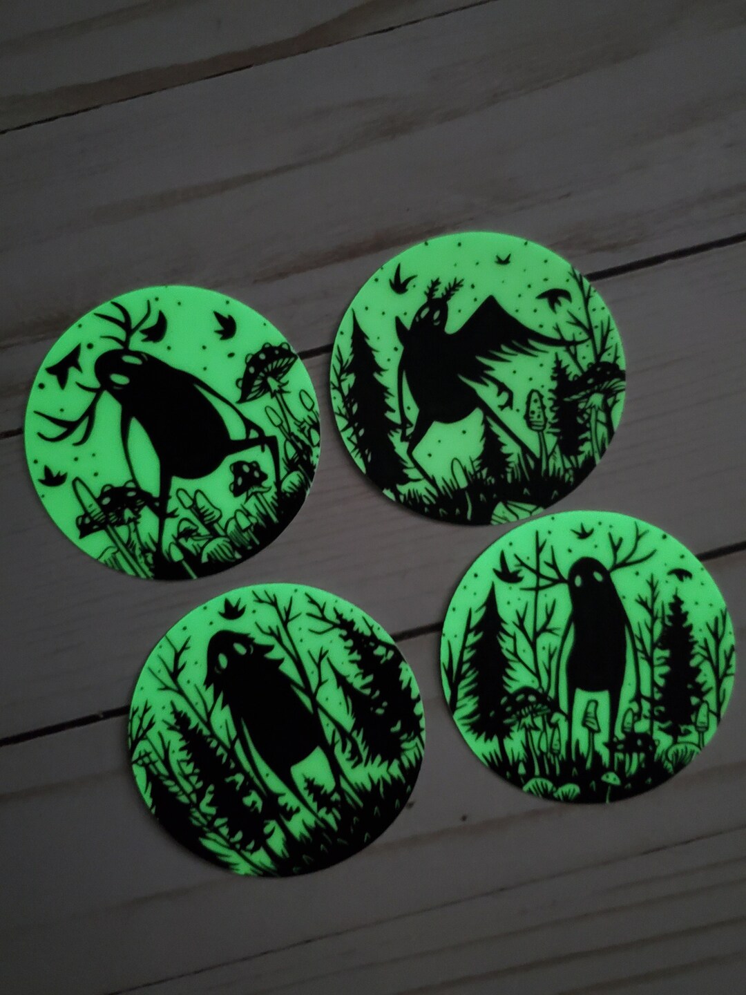 Glow in the Dark Cryptid Buddy Sticker Pack Fantasy Art Mothman ...
