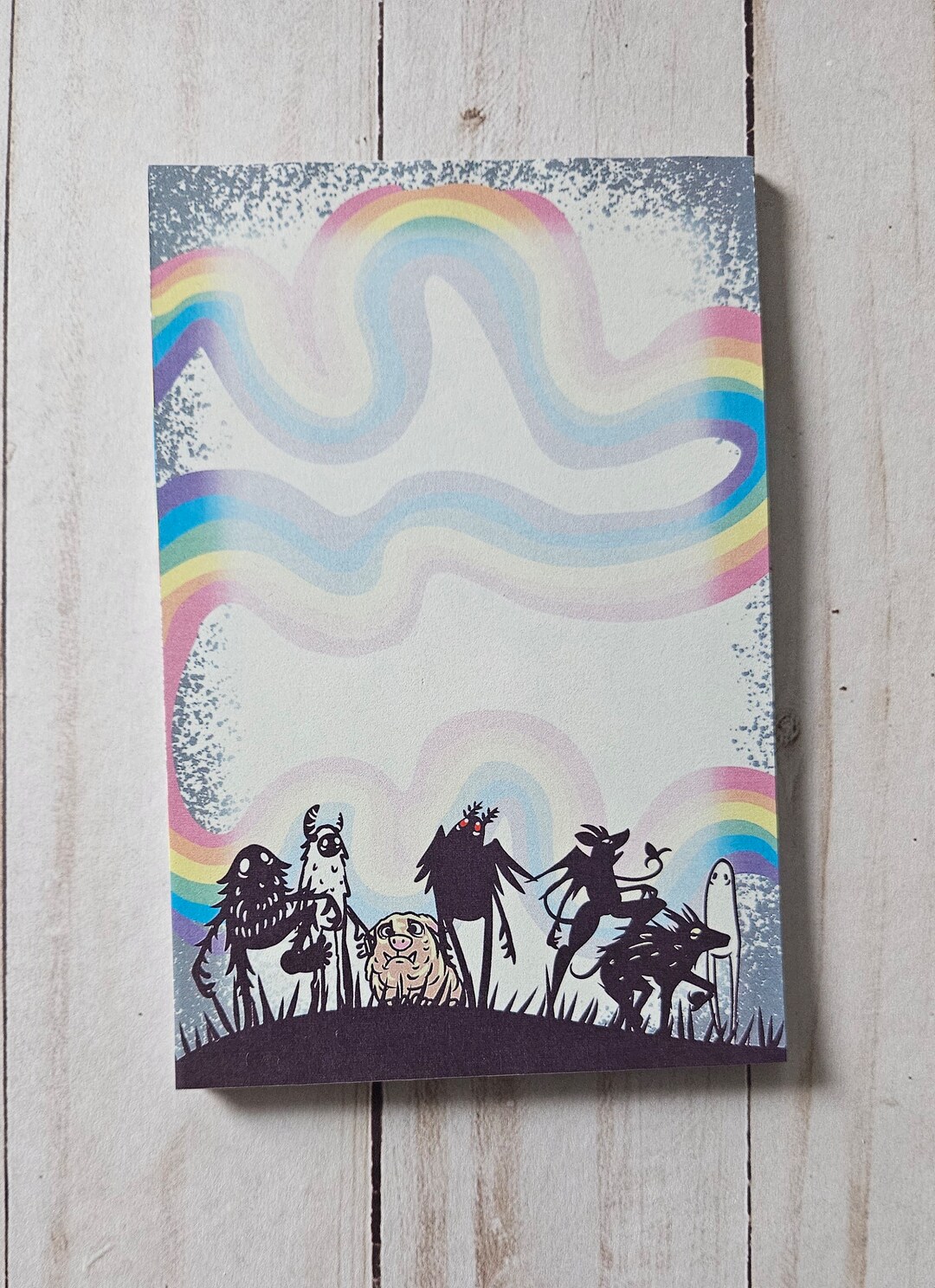 Rainbow Cryptid Buddy Yellow Notepad 4x6 Inch Office Supplies Manfish Inc. Forest Nature Goodest ...