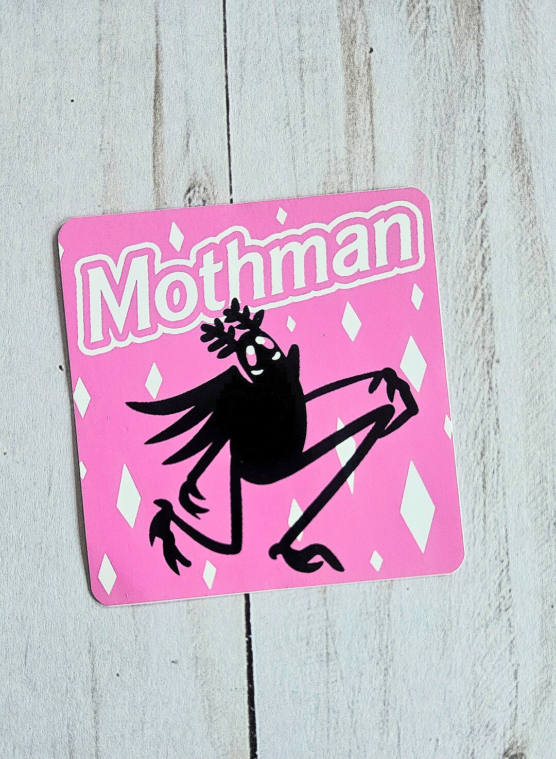 Cryptid Mothman Buddy Pink Sticker Fantasy Art Mothman Sticker Mushroom ...