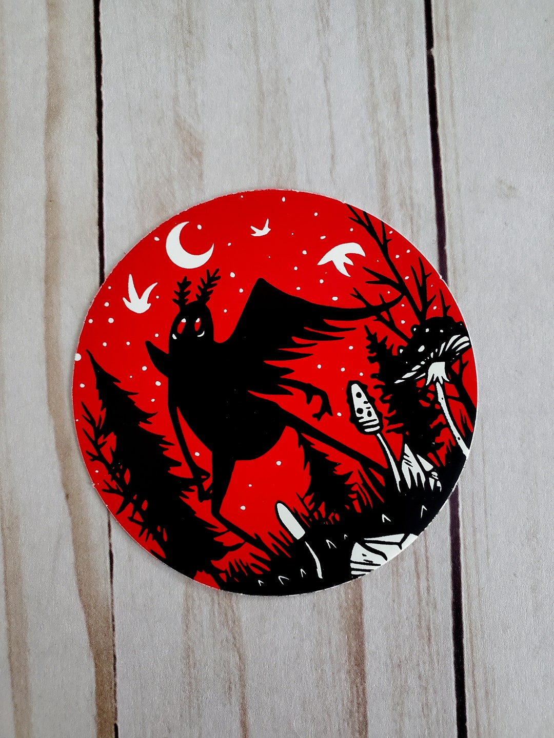Cryptid Buddy Sticker Fantasy Art Mothman Sasquatch Bigfoot Forest ...