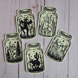 Glow in the Dark Jar Cryptid Buddy Sticker Pack Fantasy Jersey Devil ...