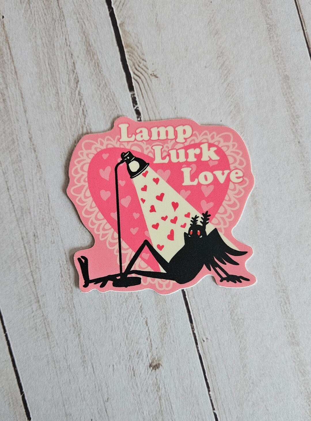 Valentine Mothman Lamp Lurk Love Heart Cryptid Buddy Sticker Fantasy ...