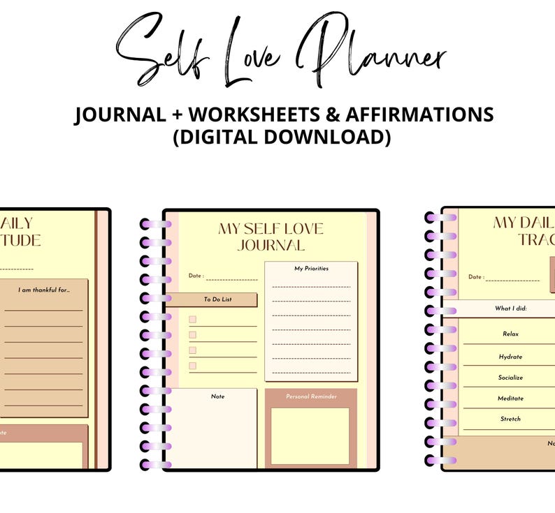 Self Love Planner Printable | Daily Journal + Affirmations | Gratitude ...