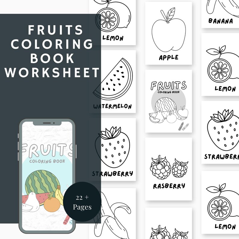 Fruits Coloring Worksheets | Simple Kids Coloring Pages, Printable ...
