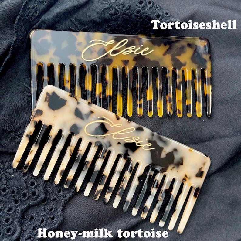 Personalized Engraved Tortoise Shell Comb, Engraved Name Hair Comb ...