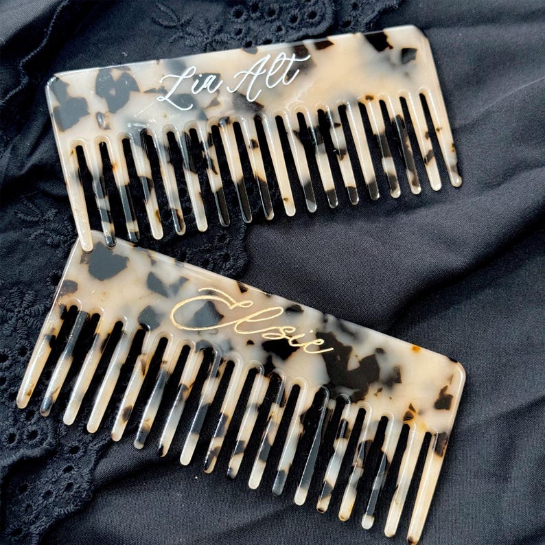 Personalized Engraved Tortoise Shell Comb, Engraved Name Hair Comb ...
