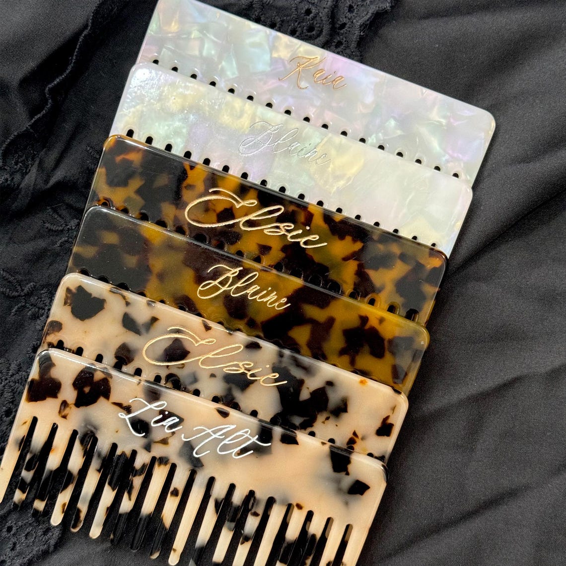 Personalized Engraved Tortoise Shell Comb, Engraved Name Hair Comb ...