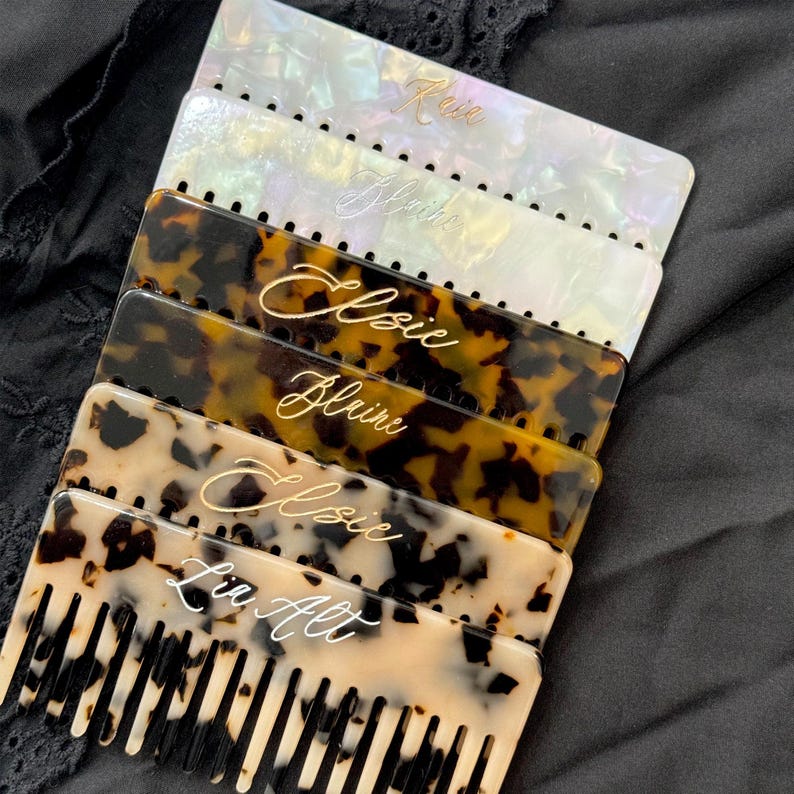 Personalized Engraved Tortoise Shell Comb, Engraved Name Hair Comb ...