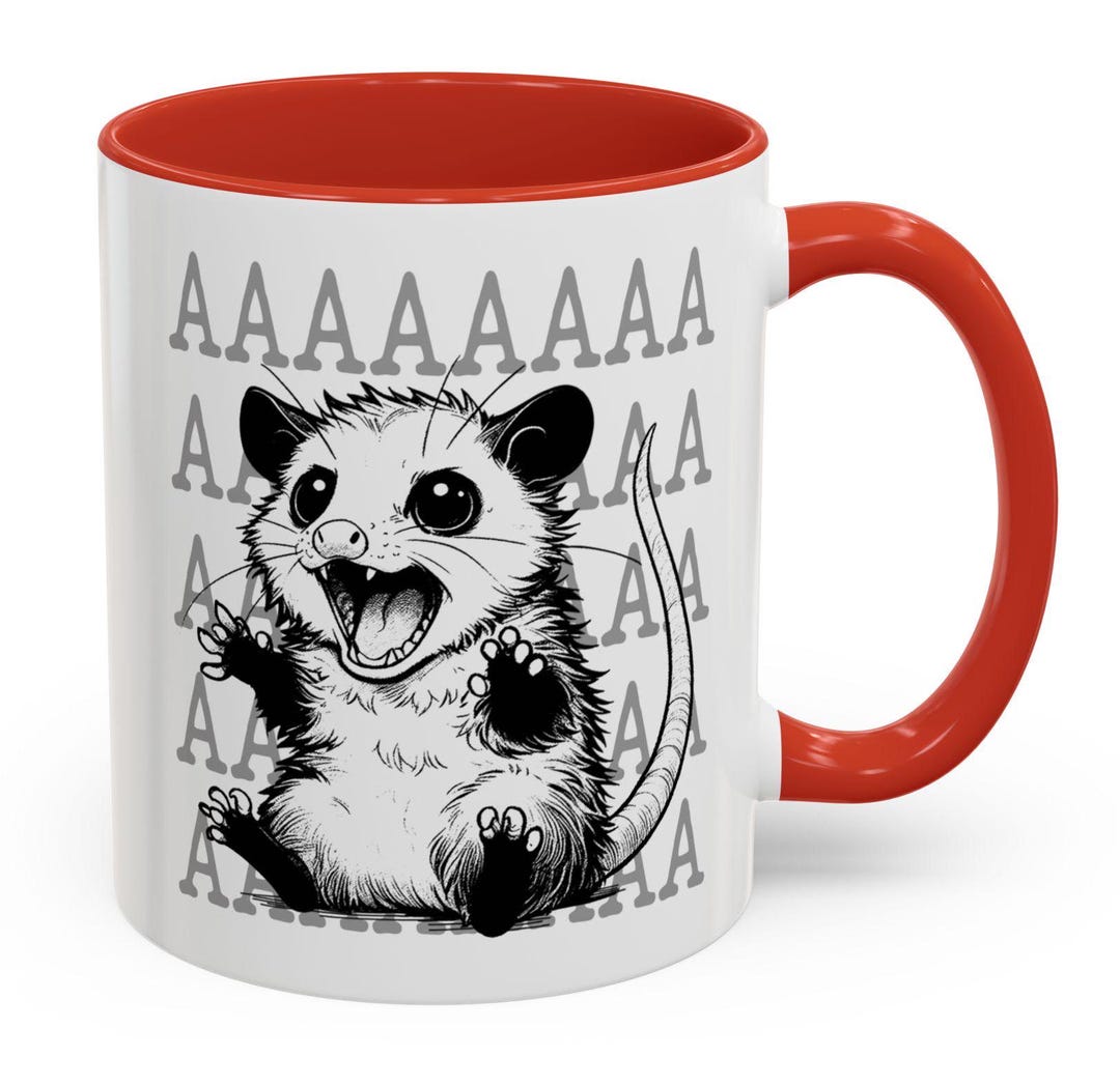 Screaming Opossums Aaaaaaaa Funny Mugs Cute Yelling Possums Overwhelmed ...