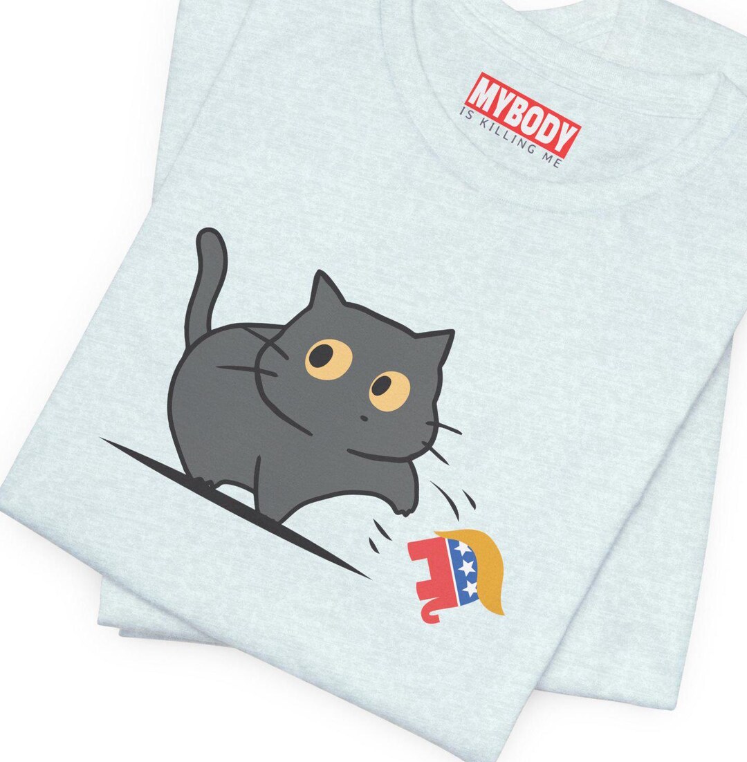Cat Knocking Donald Trump Elephant off Over Table Funny T-shirts Anti ...