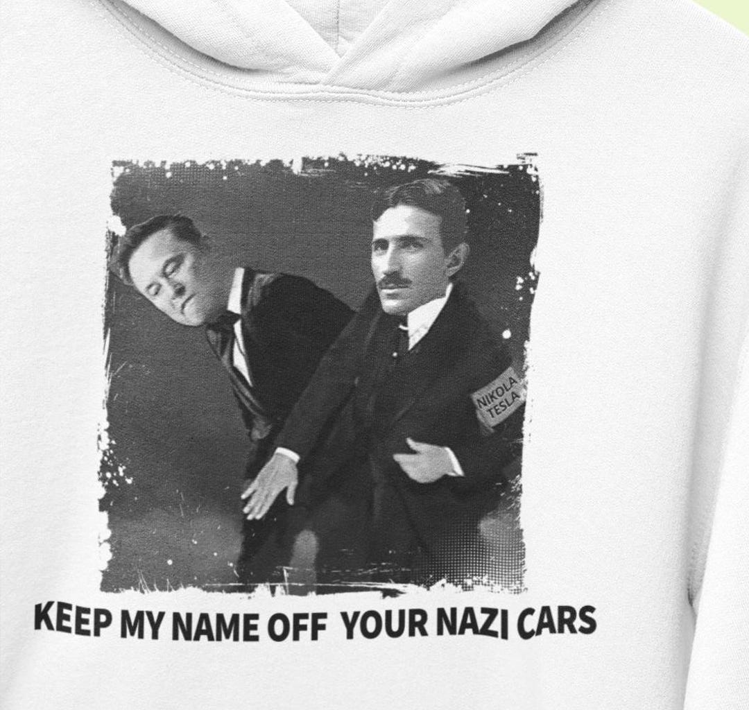 Nikola Tesla Slapping Elon Musk Keep My Name off Nazi Cars Hoodies ...