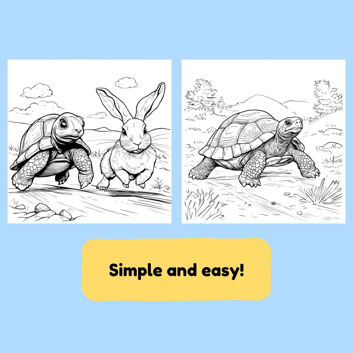 The Tortoise and the Hare Coloring Pages – 6-page Printable Storybook ...