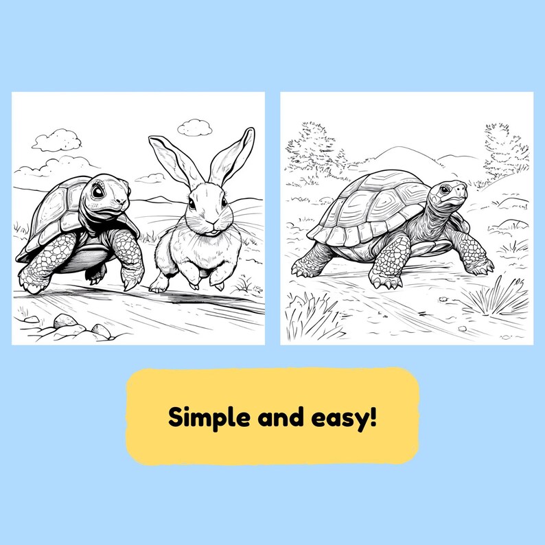 The Tortoise and the Hare Coloring Pages – 6-page Printable Storybook ...
