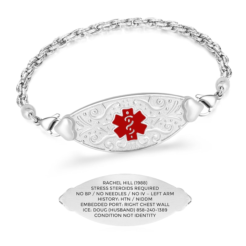 Custom Engraved Medical ID Bracelet: Two-tone Gold & Silver Stainless ...