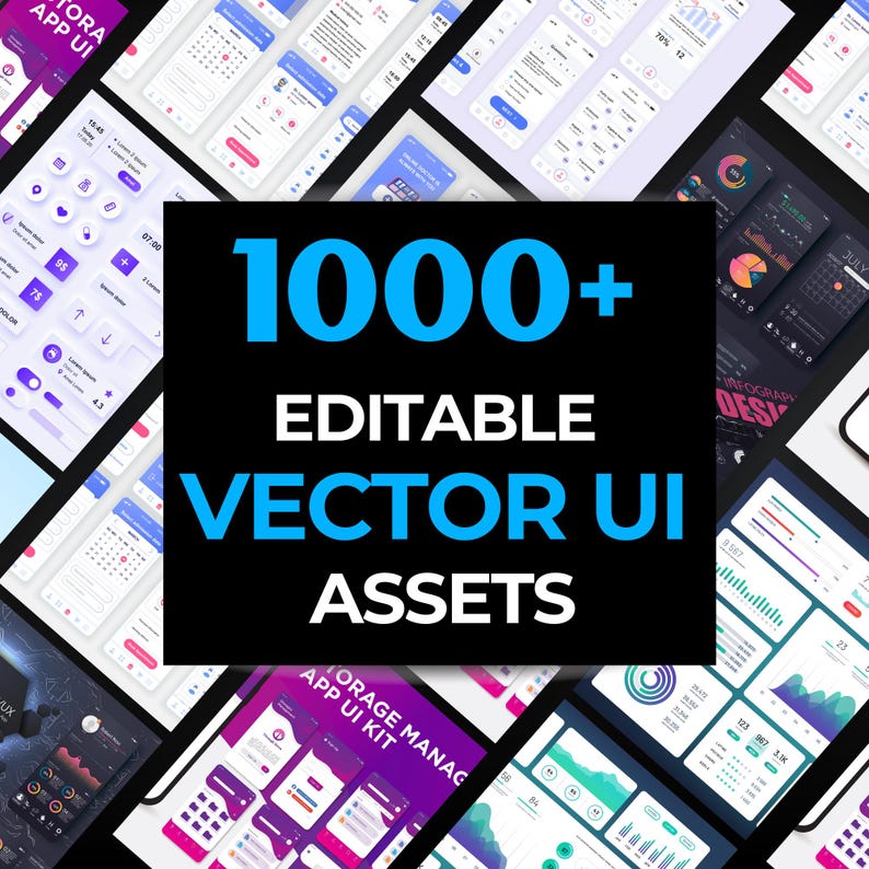1000+ Vector UI Kit – App Design Elements Bundle | Editable UI Assets ...