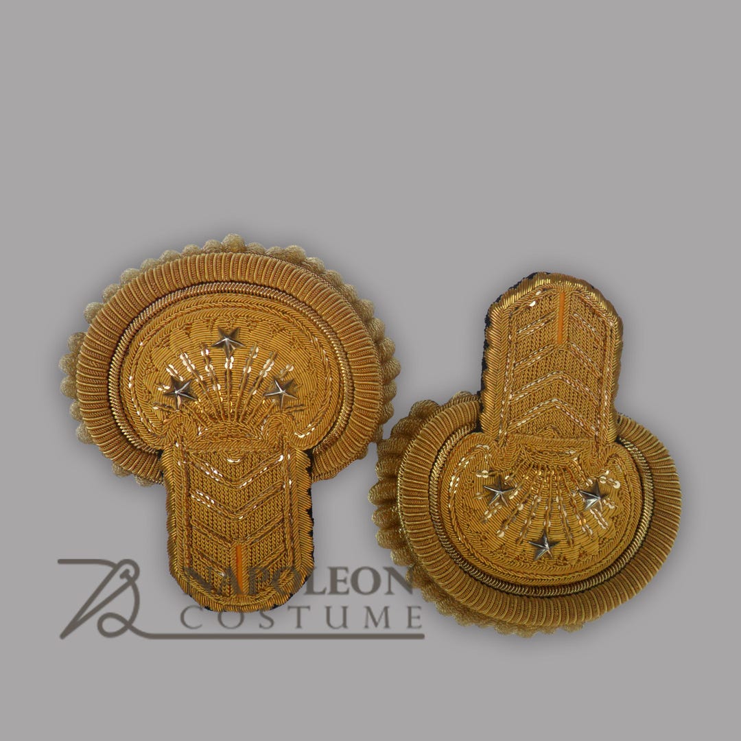Hand Embroidered Napoleonic Epaulettes Three Silver Stars - Etsy