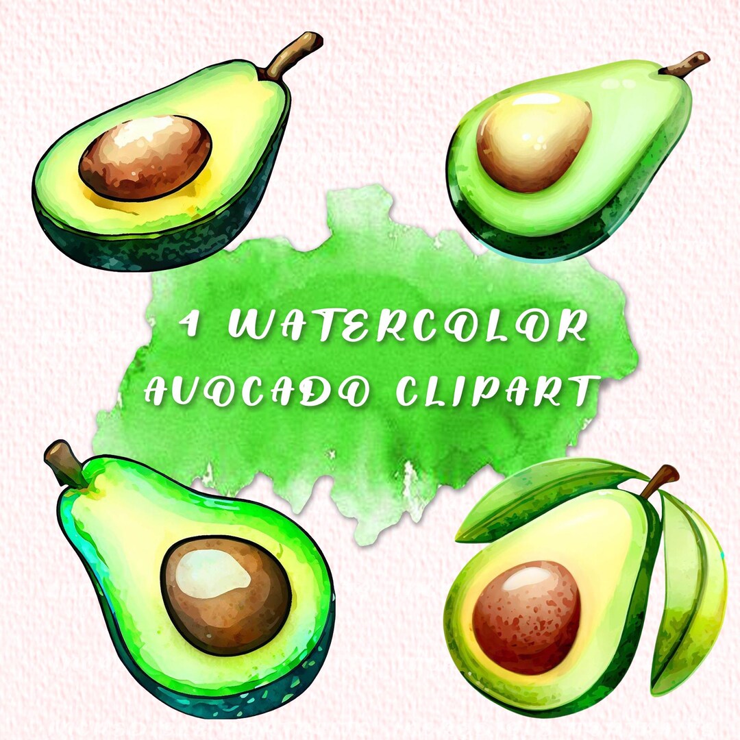 Watercolor Avocado Clipart Set - Hand-painted PNG Files for Stickers ...