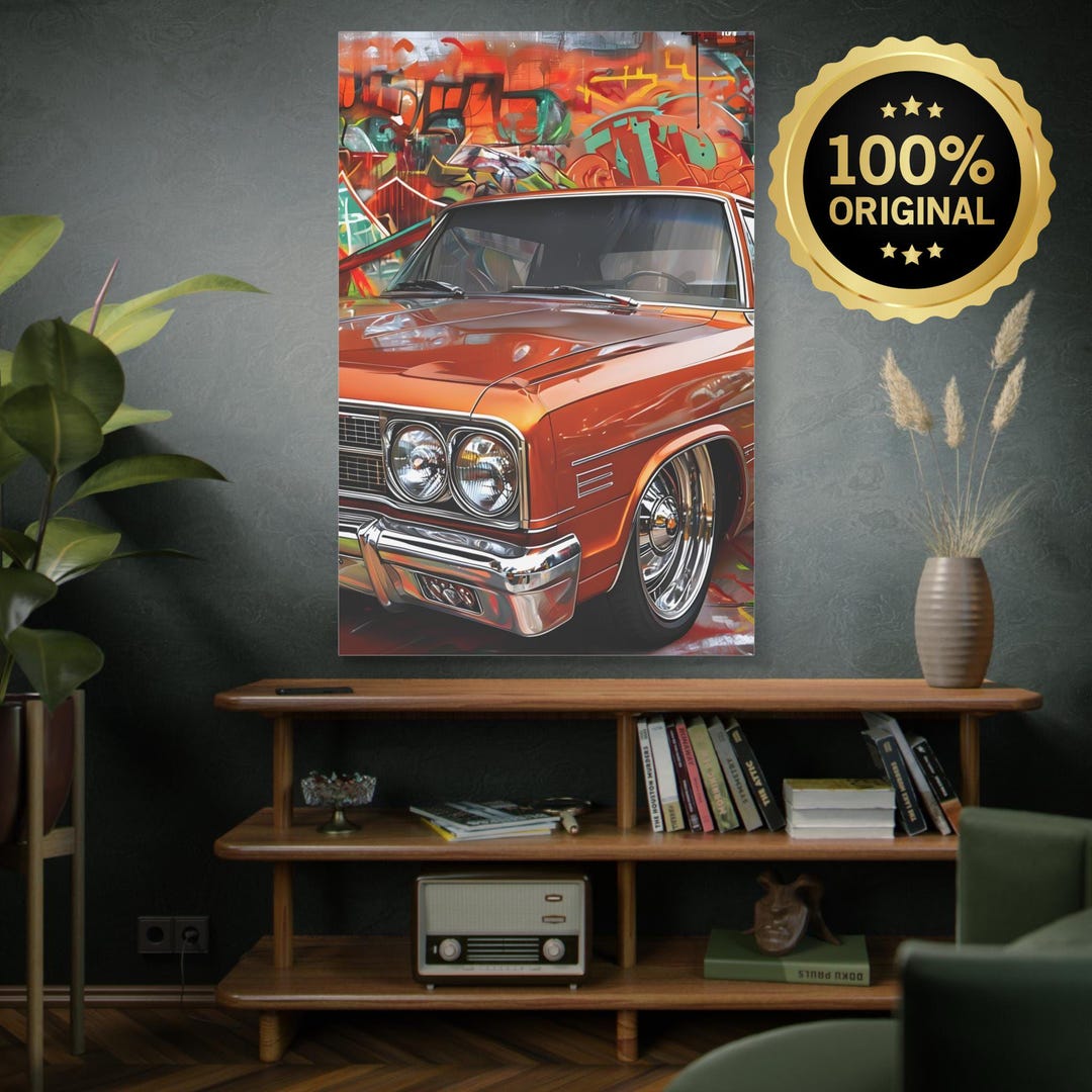 Red Low Rider Wall Art | Urban Street Culture Canvas Print, Classic Car ...