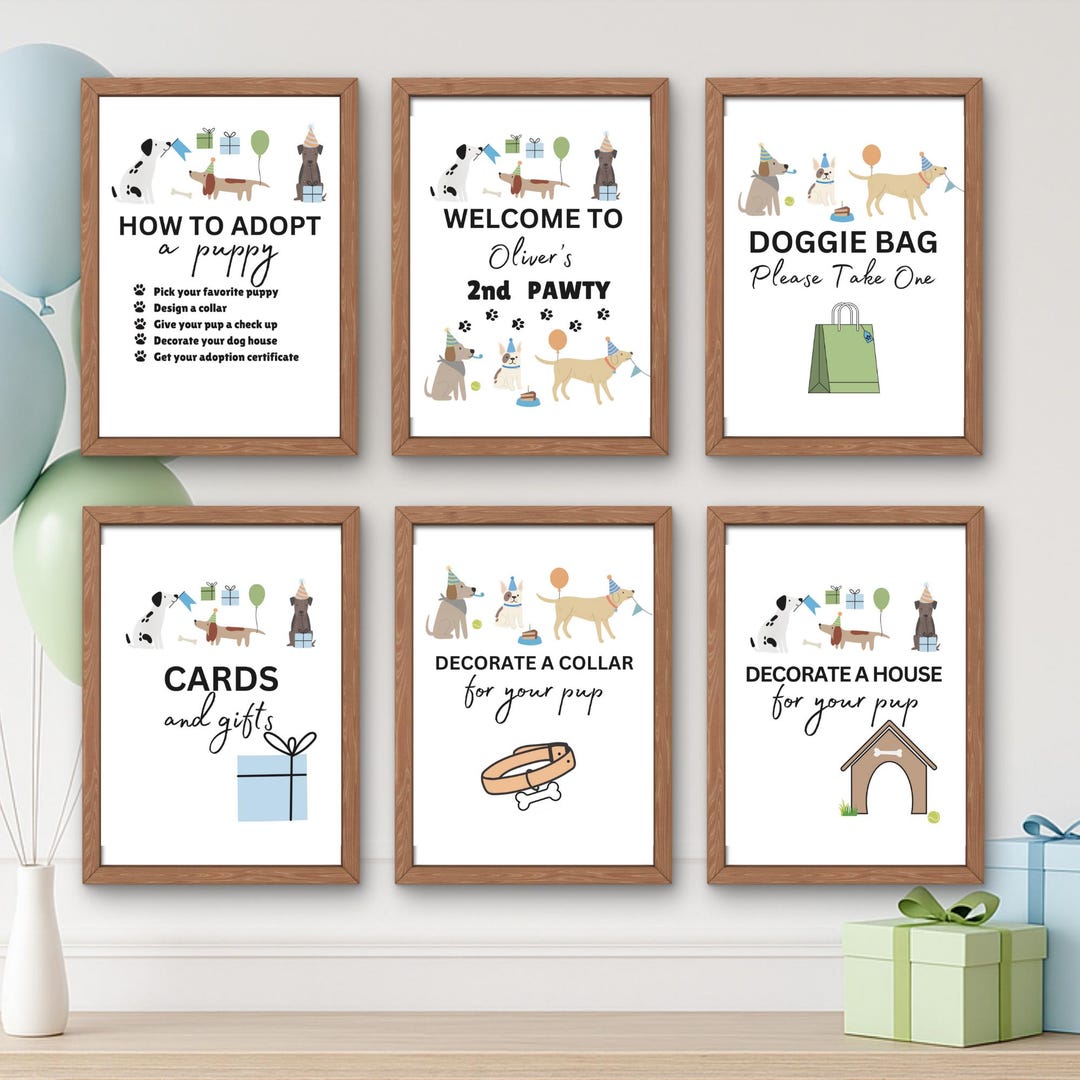 Printable Puppy Party Signs: Editable Birthday Decor (digital Download ...