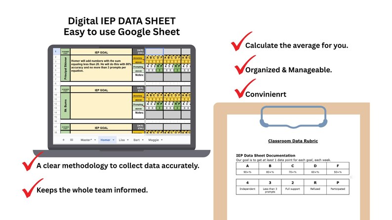 Digital IEP DATA SHEET (google Sheets) - Etsy