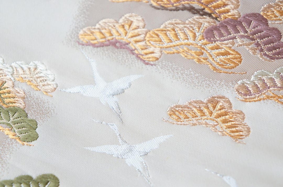 Japanese Vintage Obi - White Herons and Pine Trees - Etsy