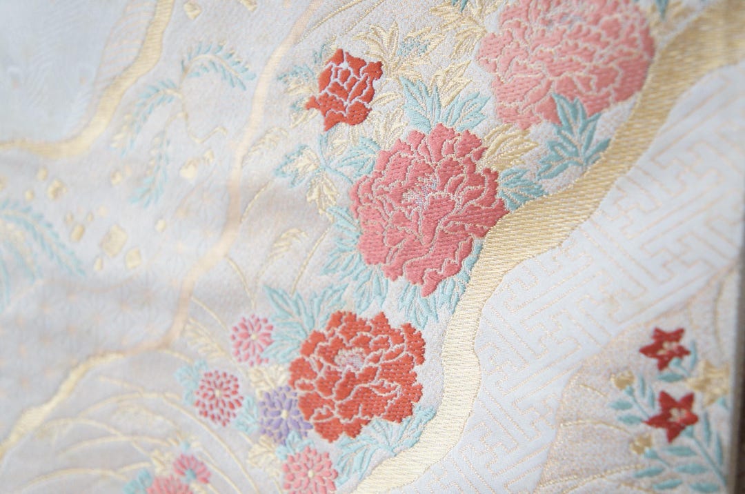 Japanese Vintage Obi With Floral Pattern - Etsy