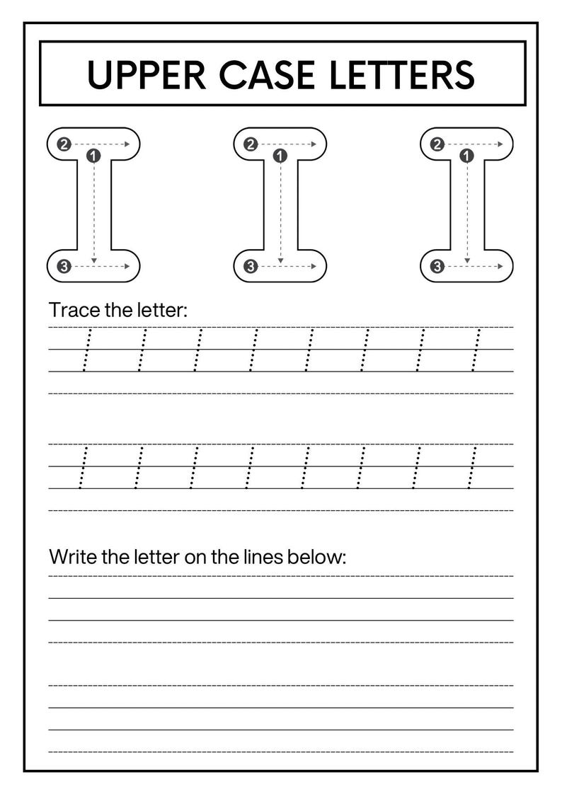 Uppercase Letter Tracing Worksheet: Preschool Handwriting (PDF) - Etsy