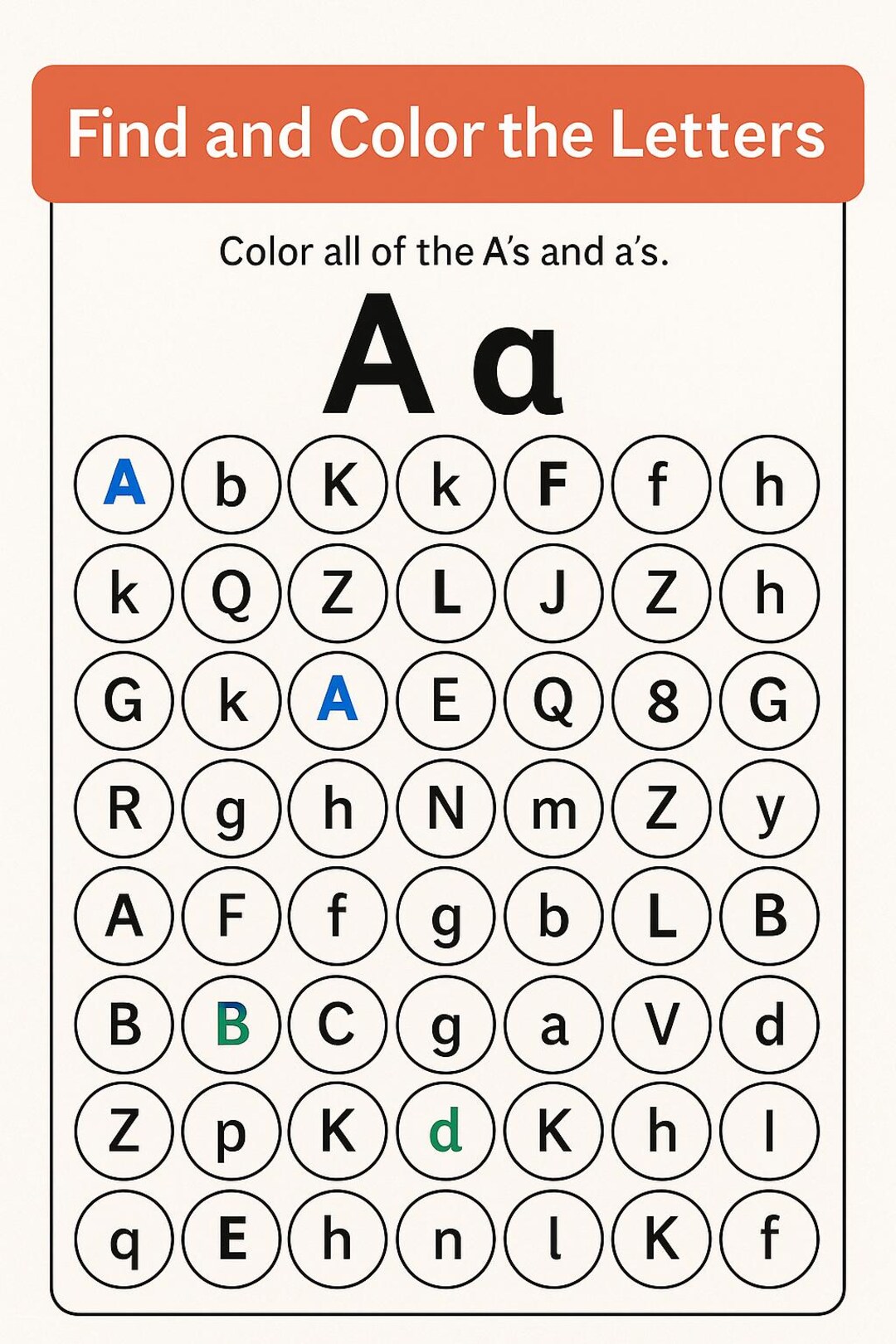 Alphabet Color Worksheet: Letter Recognition Activity (printable PDF ...