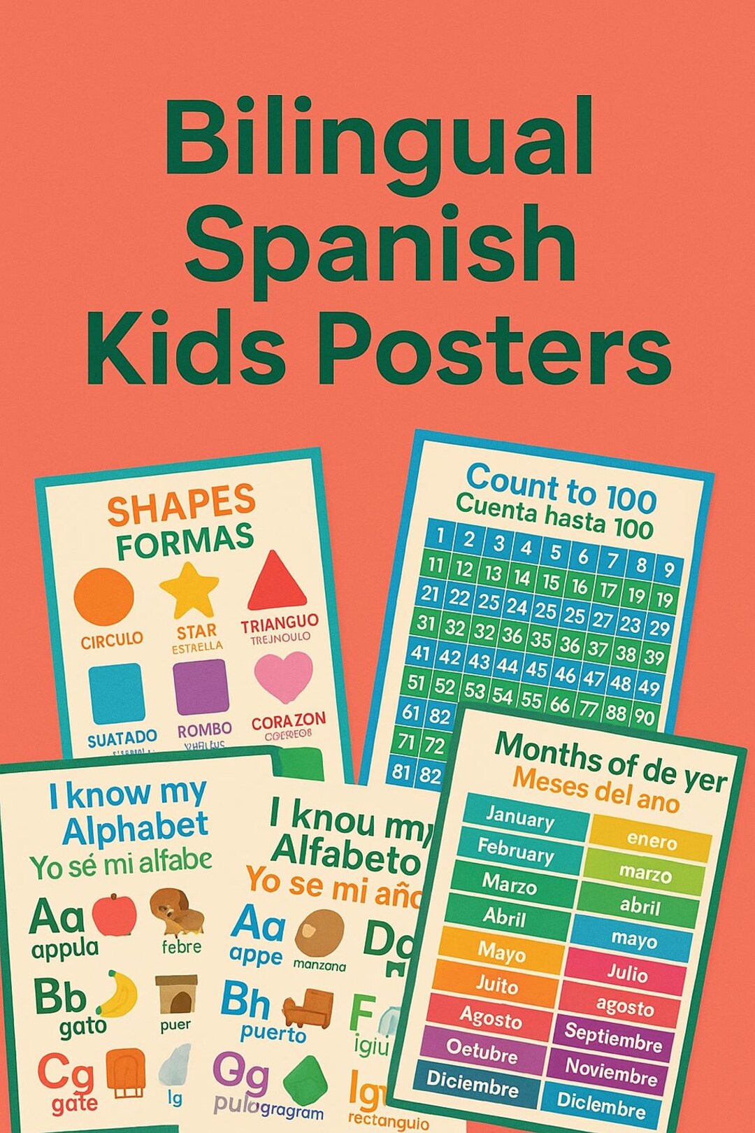 Printable Bilingual Spanish English Posters for Kids Educational ...
