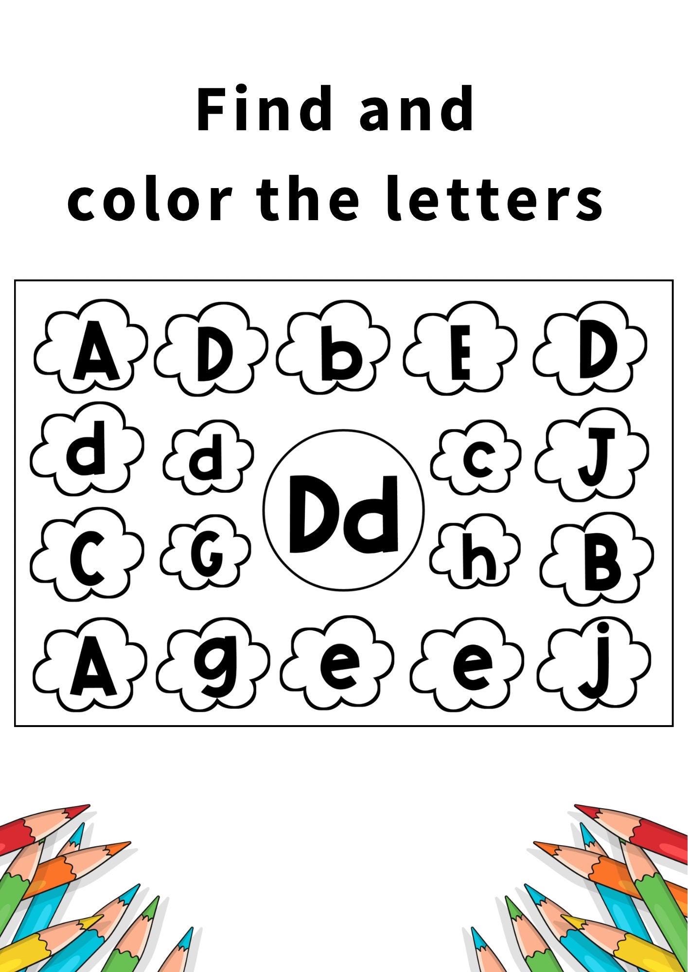 Color the Letter Kindergarten Worksheet for Letter Recognition - Etsy