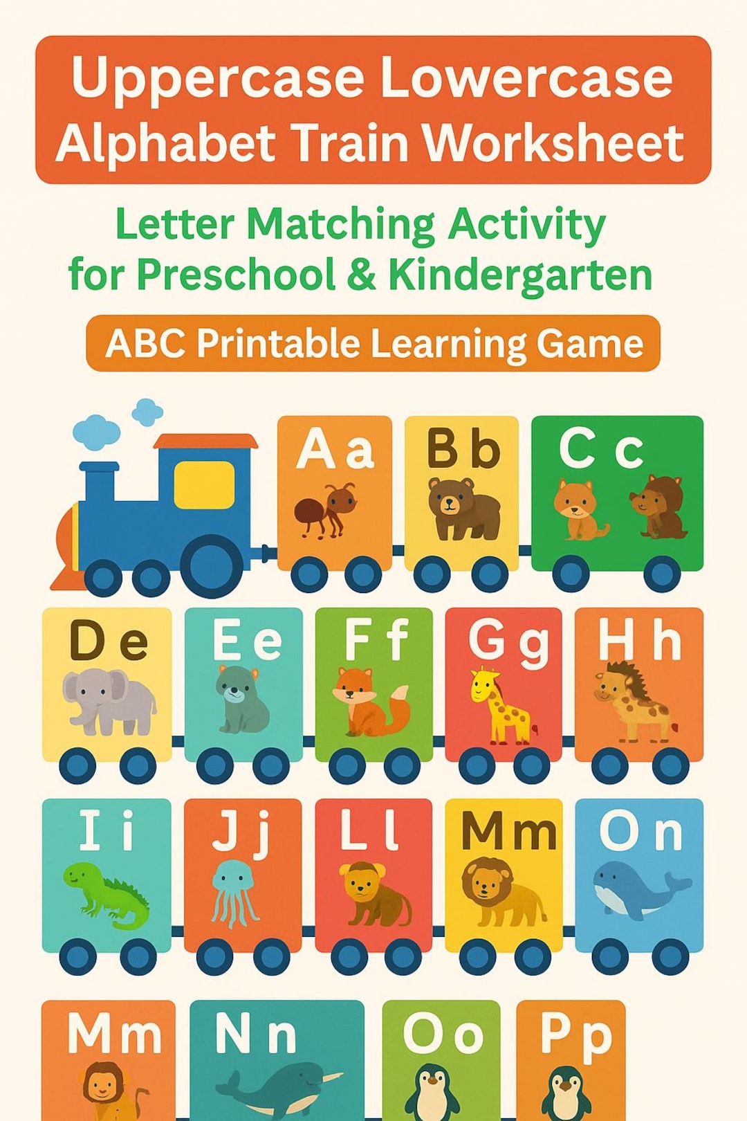 Uppercase Lowercase Alphabet Train Worksheet,letter Matching Activity ...