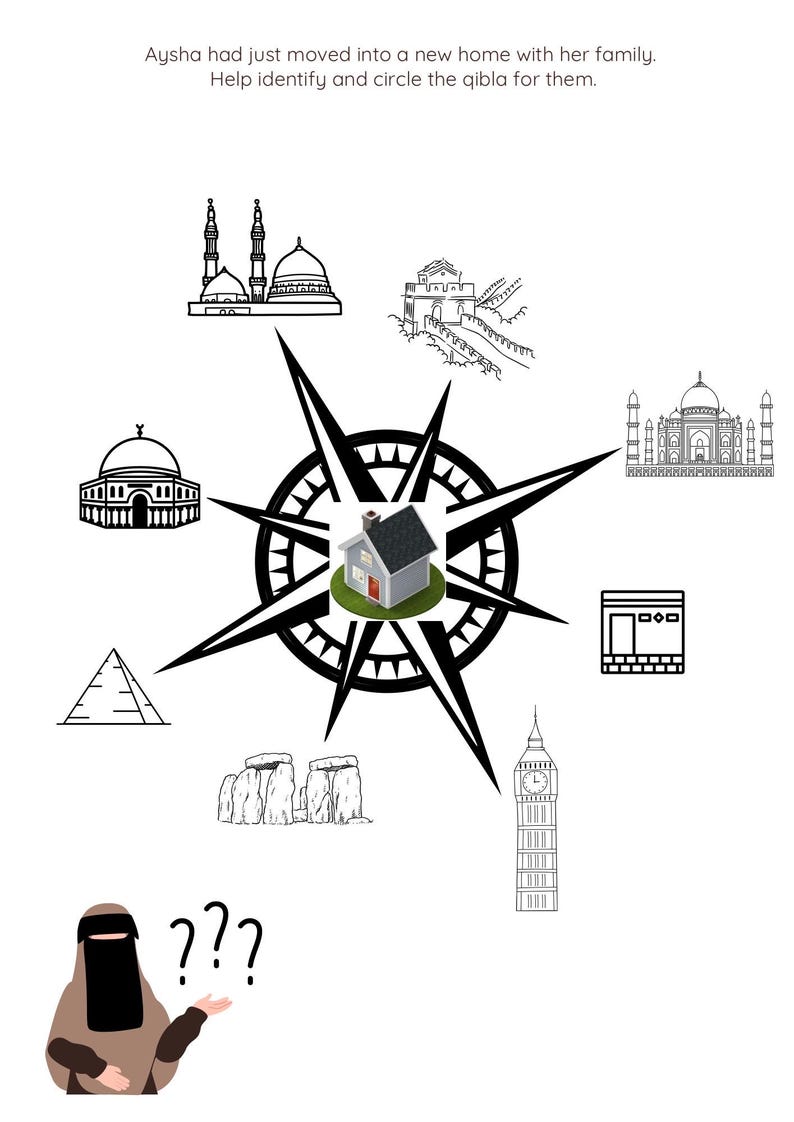 Printable Islamic Activity Worksheets for Muslim Kids, Kaabah, Masjid ...
