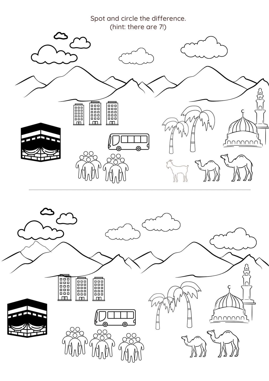 Islamic Activity Worksheets for Muslim Kids: Kaabah, Masjid (PDF) - Etsy
