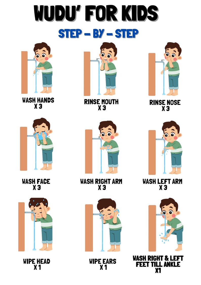 Printable Fun and Colorful Wudhu Chart for Young Learners - Islamic ...