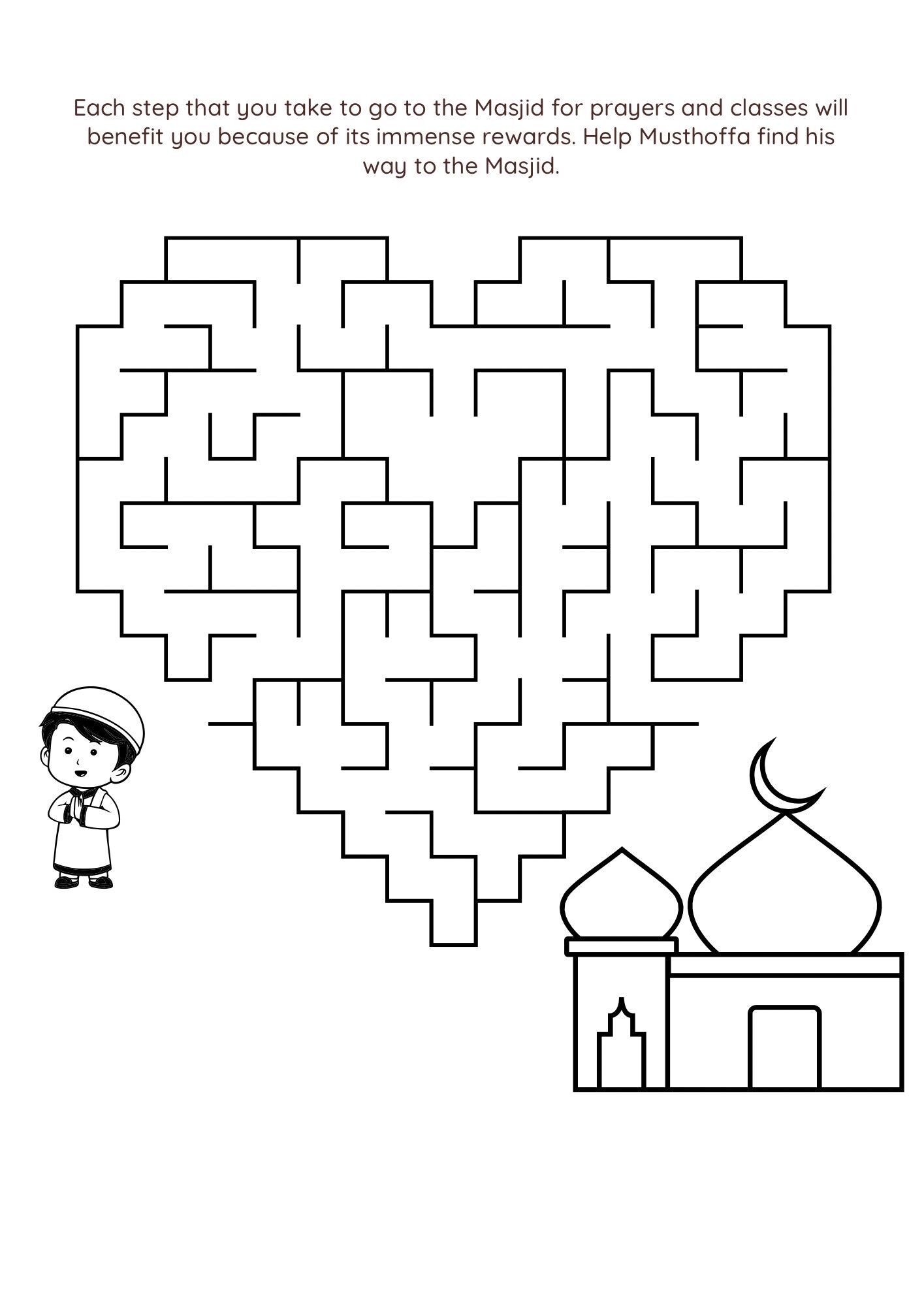 Printable Islamic Activity Worksheets for Muslim Kids, Kaabah, Masjid ...