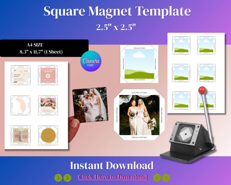 Custom Magnet Template - 2.5" Square - Printable Canva Template for DIY ...