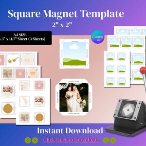 Custom Magnet Template - 2" Square - Printable Canva Template for DIY ...