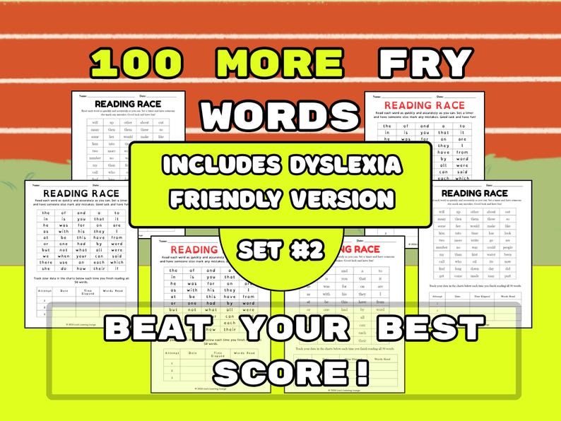 Sight Words Printable Fry Words 101-200 Dyslexia Friendly Reading ...