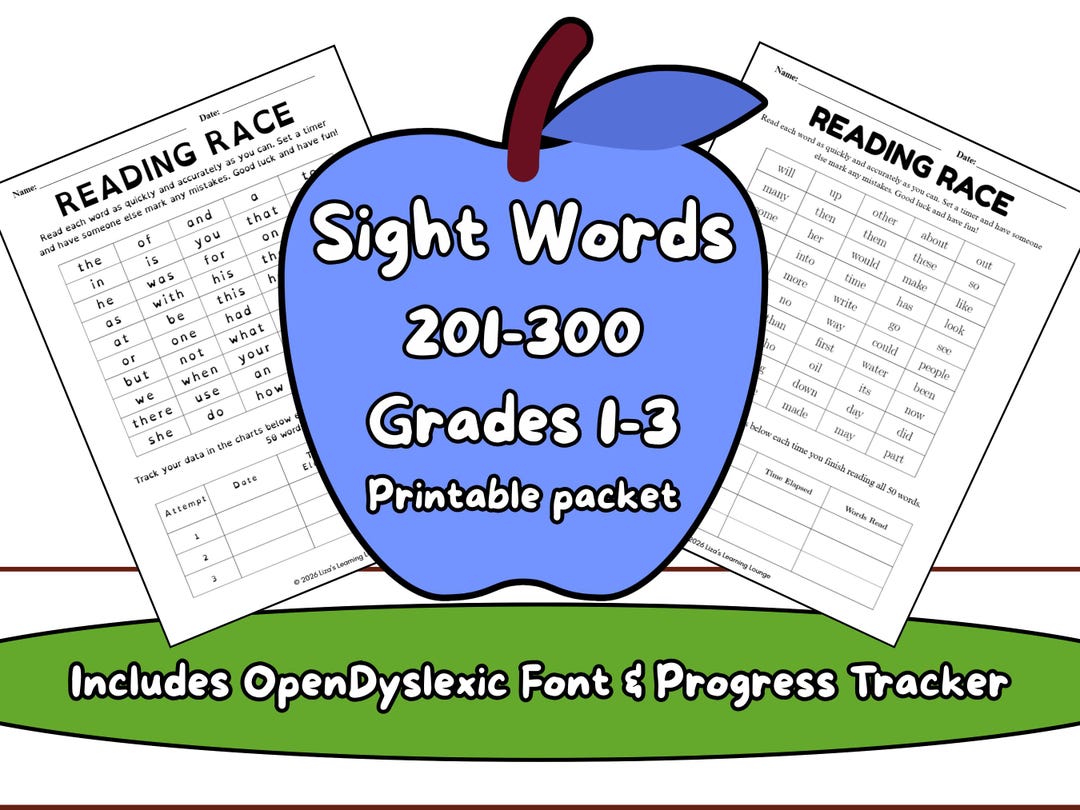 Sight Words Printable Fry Words 201-300 Dyslexia Friendly Reading ...