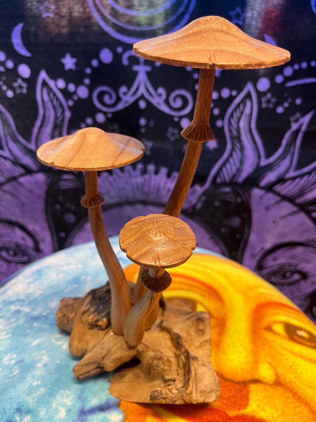 Triple Wooden Mushrooms - Etsy