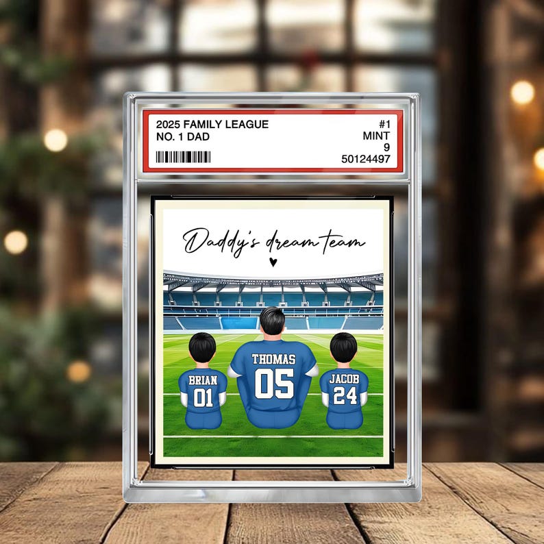Personalized No.1 Dad and Kids Football Trading Card Style, Custom ...