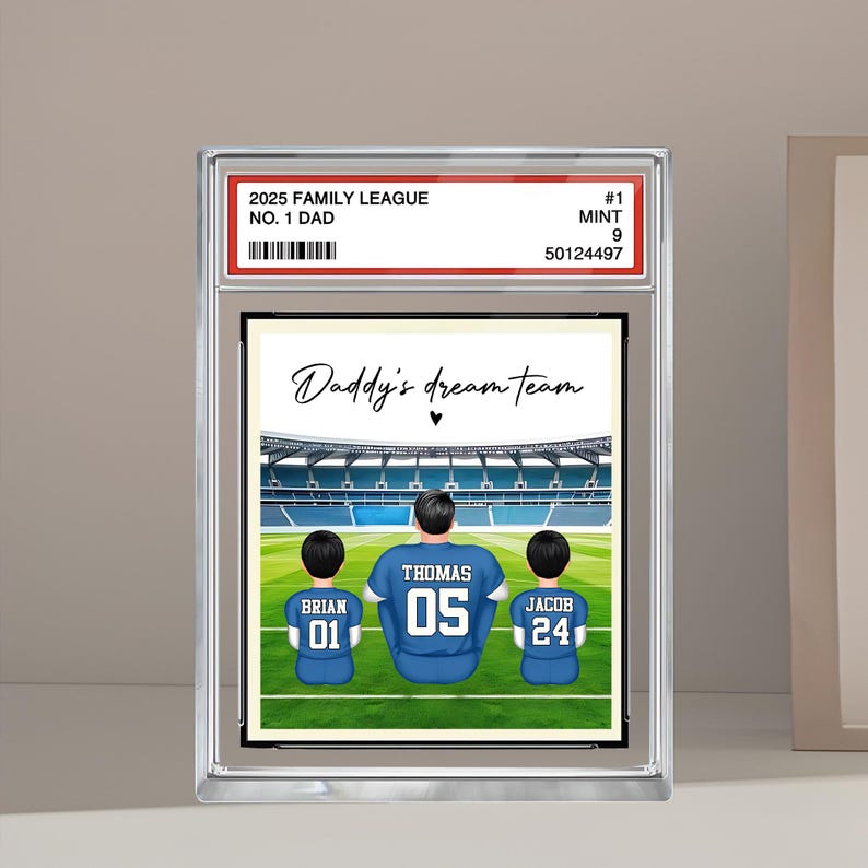 Personalized No.1 Dad and Kids Football Trading Card Style, Custom ...