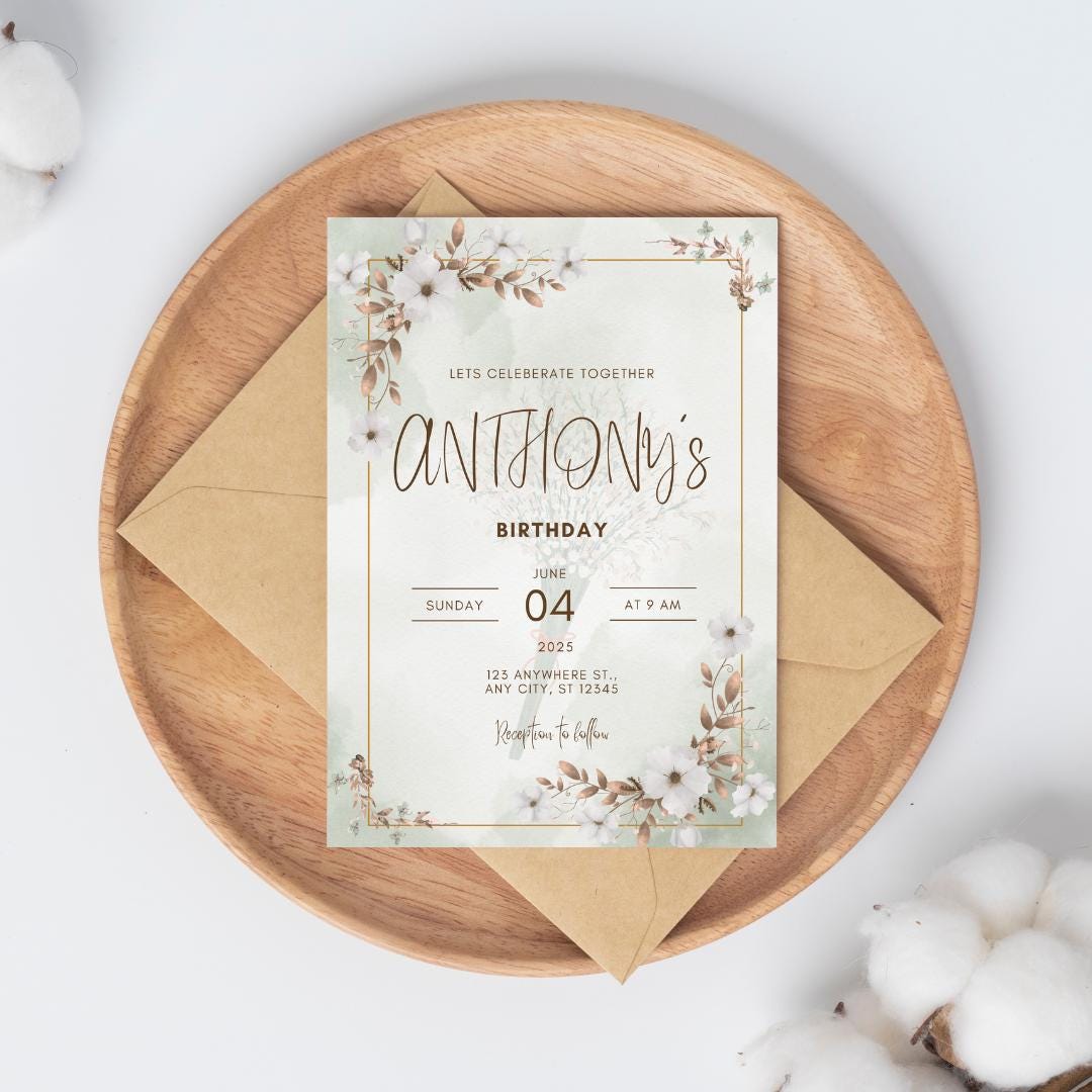 Birthday Invitation Template, Printable Birthday Template, Simple ...