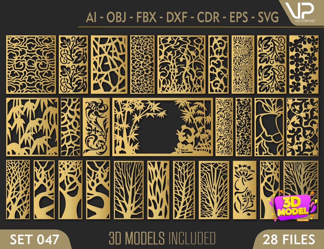 Decorative Tree Pattern Panel Templates SVG CNC Laser Cutting File ...
