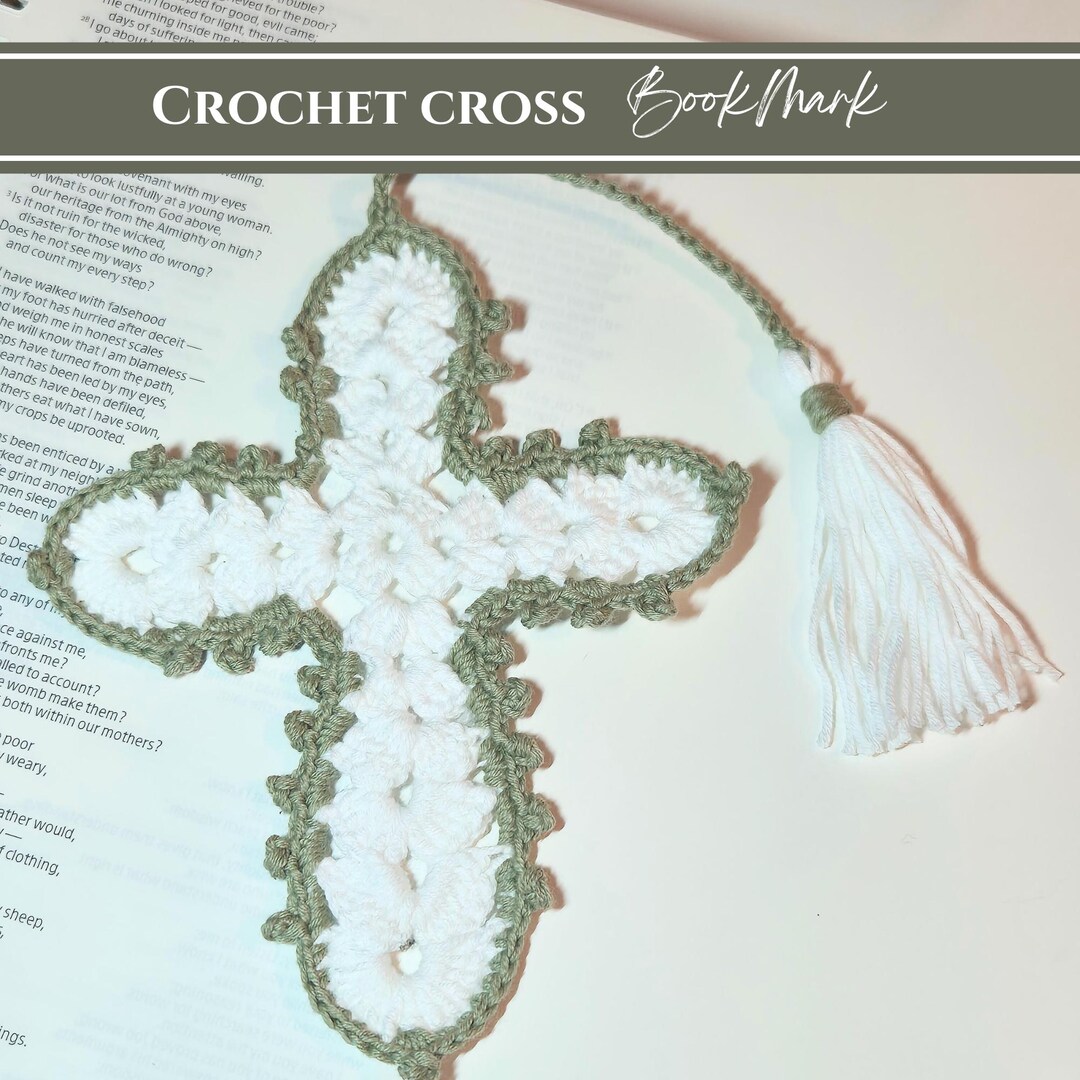 Christian Handmade Crocheted Cross Bookmark Faith Based Gift Book ...