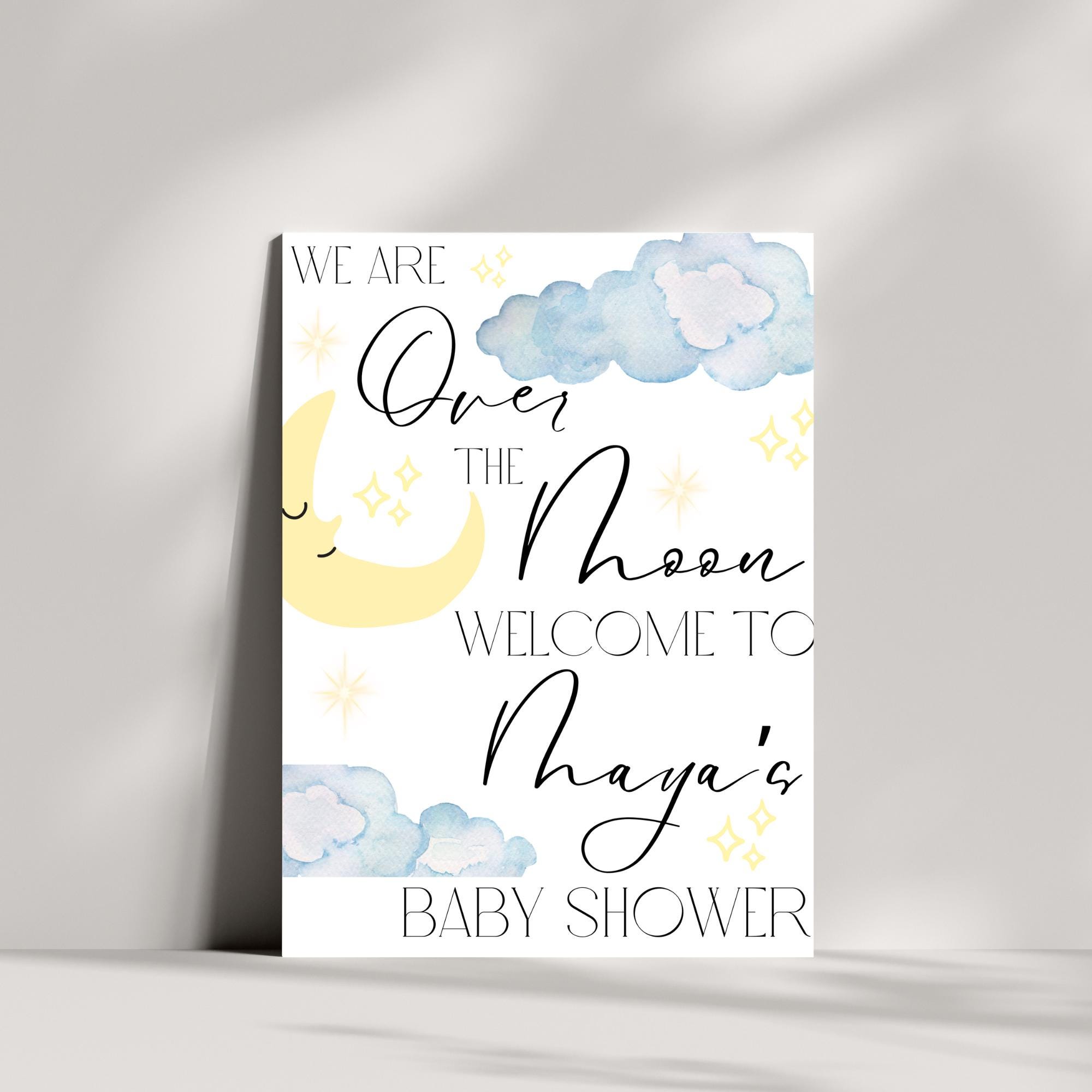 Over the Moon Baby Shower Welcome Sign, Editable Template (digital ...