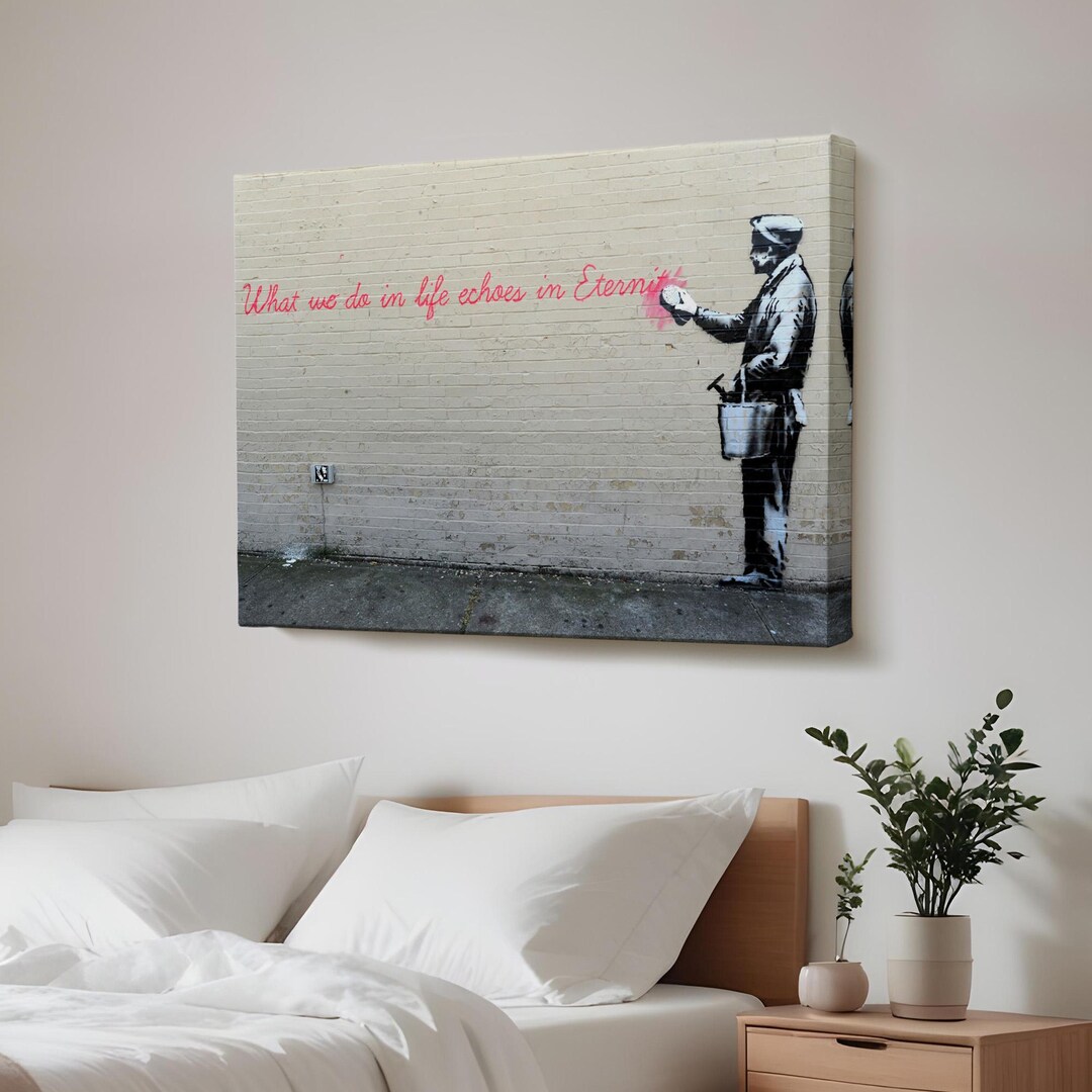 Banksy, child With A Machine Gun Canvas Art, No Parking, Housewarming ...